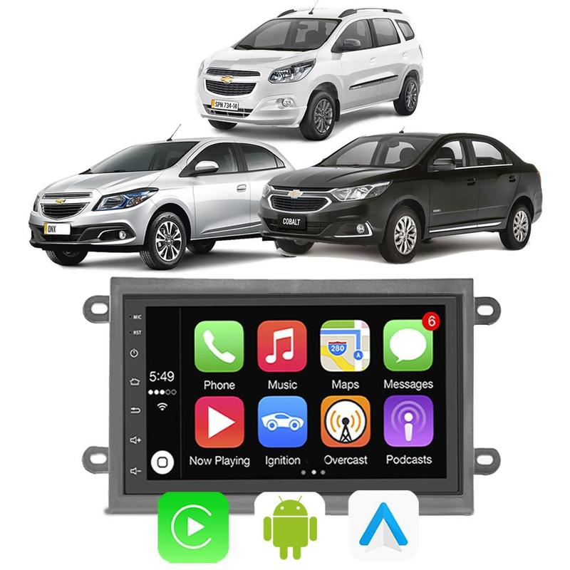 Kit Multimidia Android Auto Carplay Onix Prisma Spin Cobalt 2013 2014 2015 2016 2017 2018 2019 7 ...