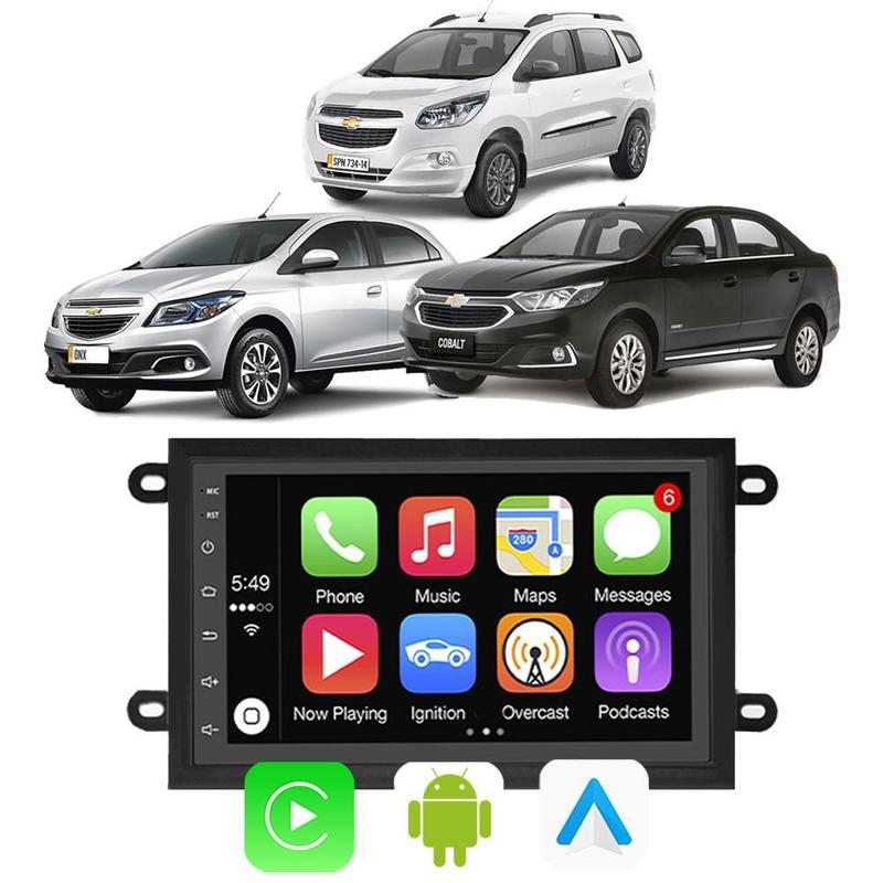 Kit Multimidia Android Auto Carplay Onix Prisma Spin Cobalt 2013 2014 2015 2016 2017 2018 2019 7 ...