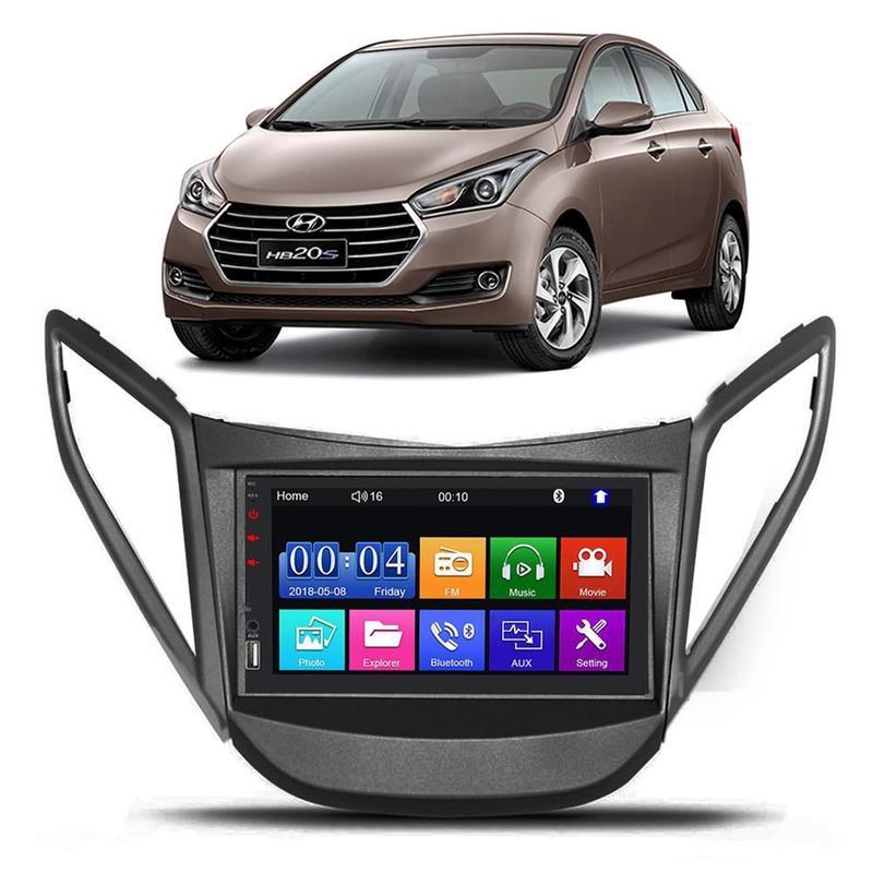 Kit Multimídia Mp5 Hb20 2012 2013 2014 2015 2016 2017 2018 2019 Com Aro Difusor 7 Polegadas - E ...