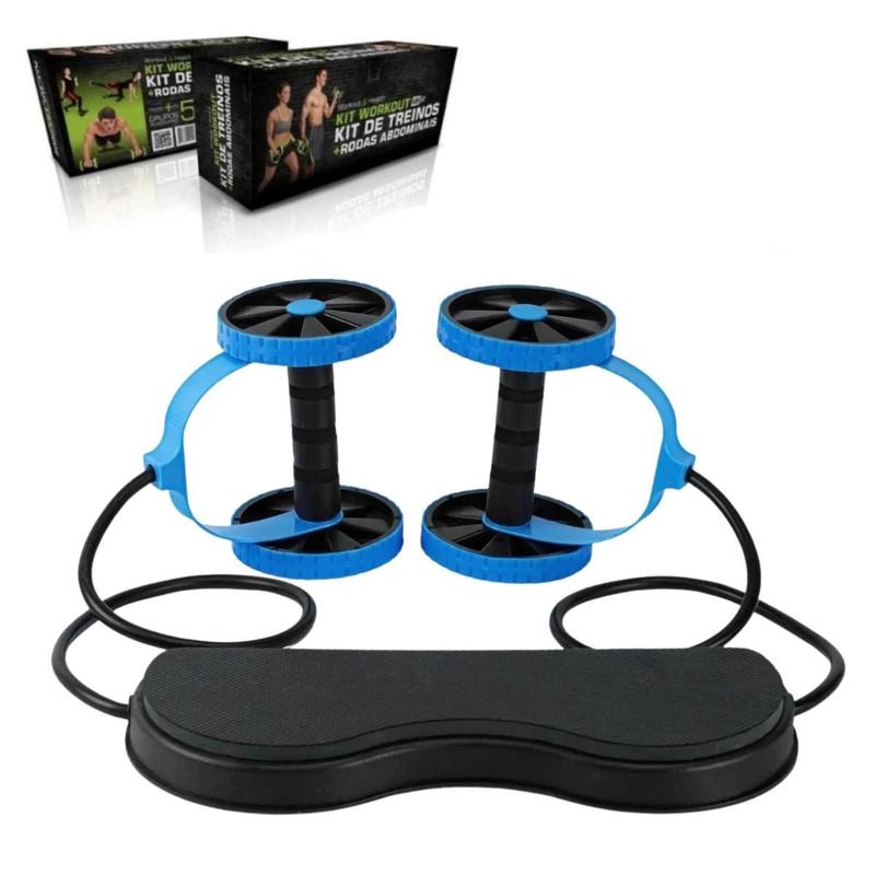 Kit Musculação Exercícios Elástico + Roda Treino Abdominal - MBFIT ...