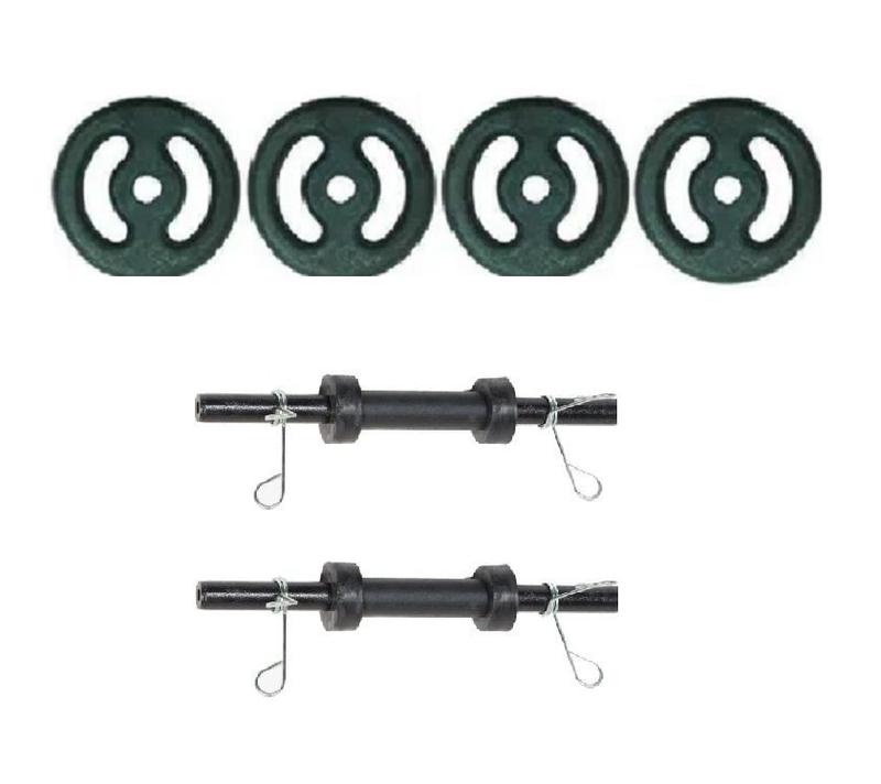 Kit musculação par barra oca 40 cm peg emborrachada + 20 kg anilhas ...