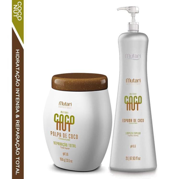 Kit Mutari Coconut Polpa De Côco 950g + Shampoo Espuma 2L Profissional ...