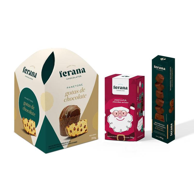 Kit Natal - Mini Panetone + Noel 50g + Bombons Recheados - Ferana ...