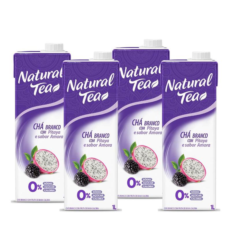 Kit Natural Tea Chá Branco com Pitaya e Amora 1L - 4 unidades - Chá ...