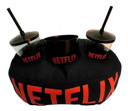 Kit Netflix Almofada Com Porta Pipoca 1 Balde + 2 Copos - Capas De ...