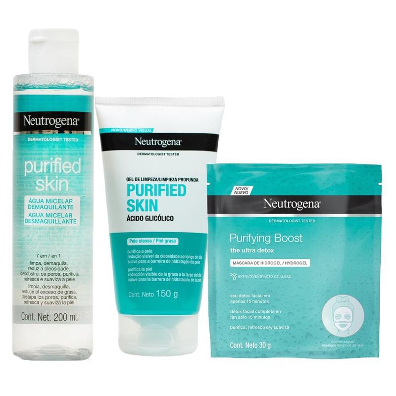 Kit Neutrogena Purified Skin com Gel de Limpeza 150 ml + Água Micelar ...