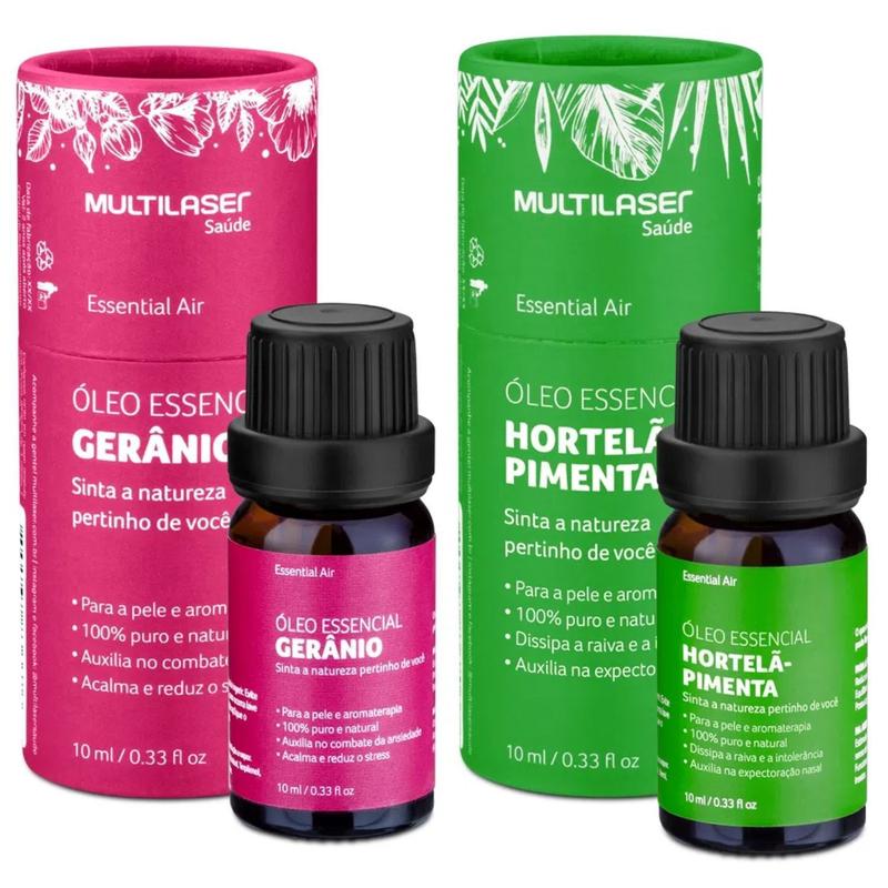 Kit Óleo Essencial De Gerânio Com Hortelã Pimenta Redução Suor Mau ...