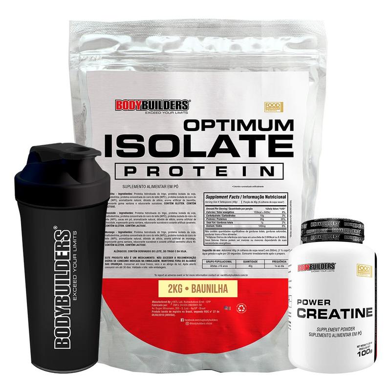 Kit Optimum Isolate Whey Protein 2kg + Power Creatina 100g ...