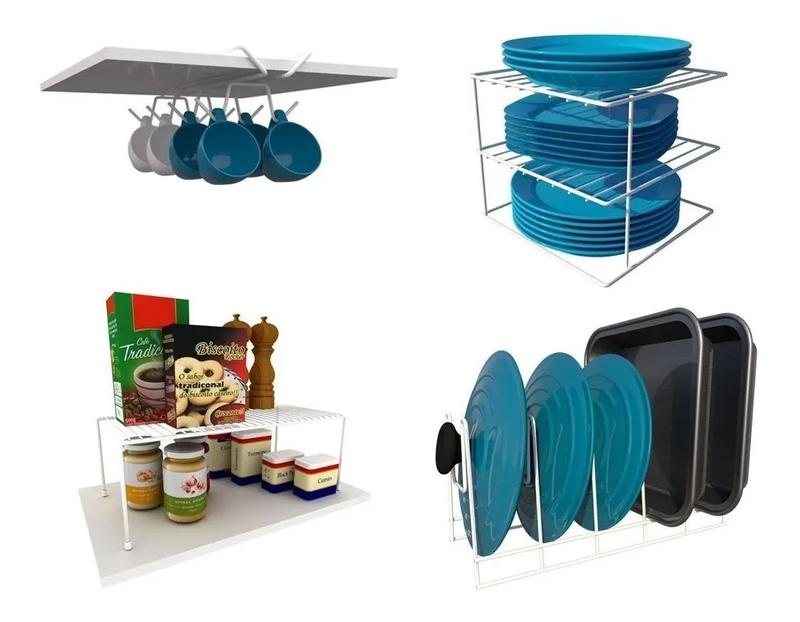 Kit Organizador Armário Cozinha Xícara Panela Prato Aço 4 Un - DiCarlo ...