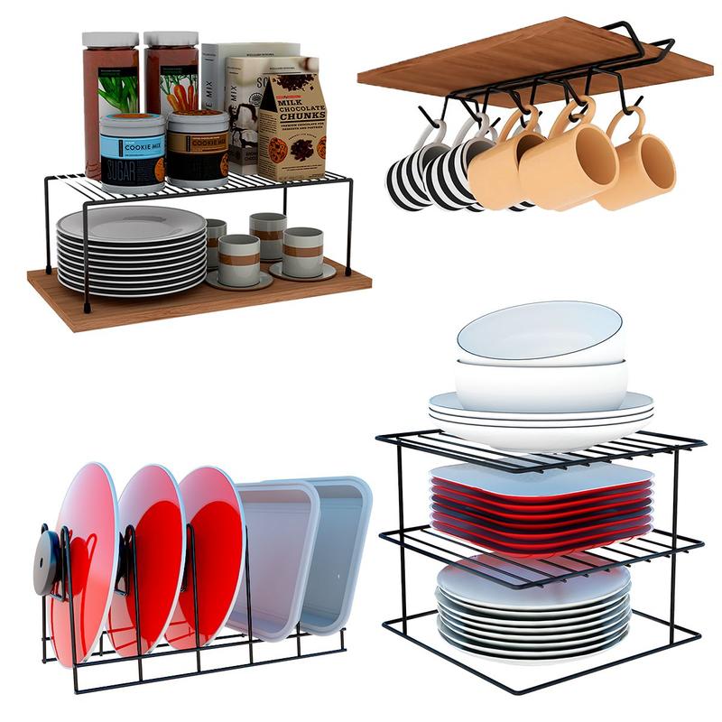 Kit Organizadores de Armário Elegance DiCarlo Aço Carbono Prateleira ...