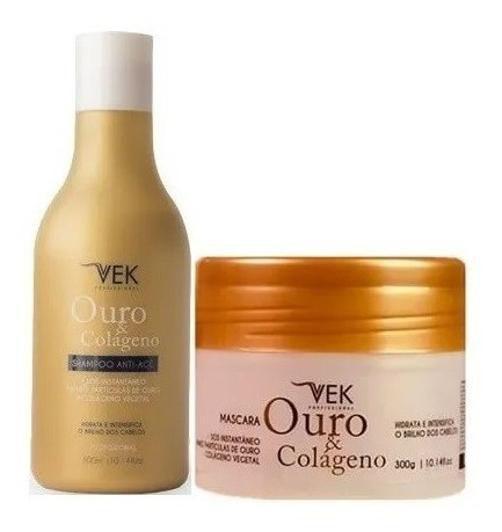 Kit Ouro E Colágeno Shampoo 300 Ml + Máscara 300G Vek - Kit de ...