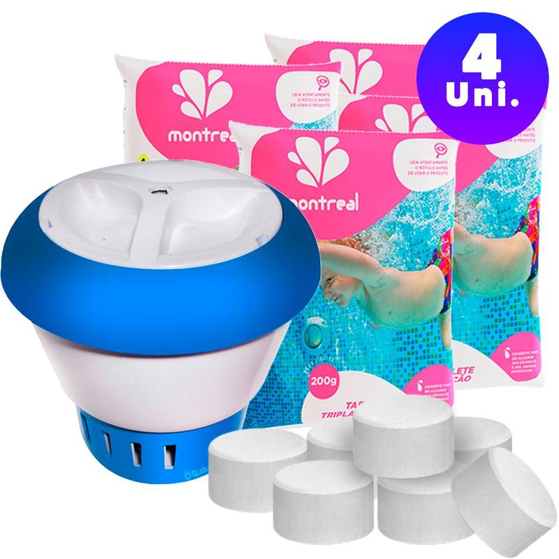 Kit P/ Limpeza Piscinas Flutuador E Pastilhas Montreal Cloro - Kit de ...