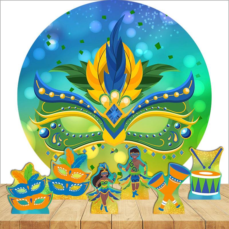 Kit Painel Redondo c/ Elástico + Displays Mdf Decoração Festa Carnaval ...