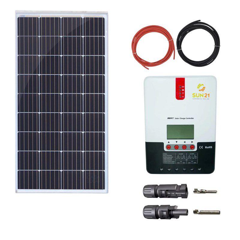 Kit Painel Solar 150w/155w Com Controlador de Carga 30A MPPT Display ...