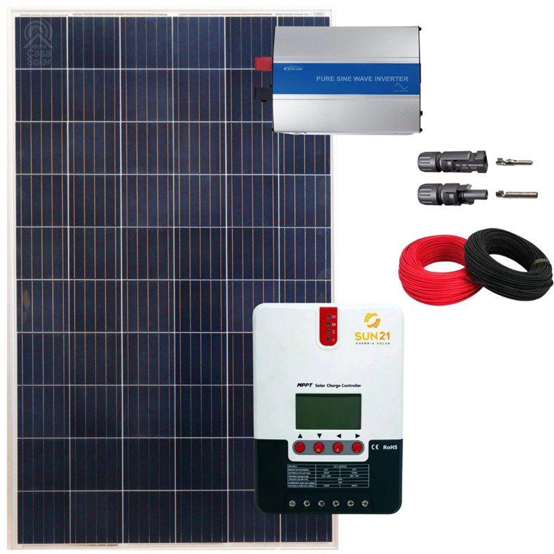 Kit Painel Solar 280W Motorhome Controlador 20A e Inversor 24V/220V ...