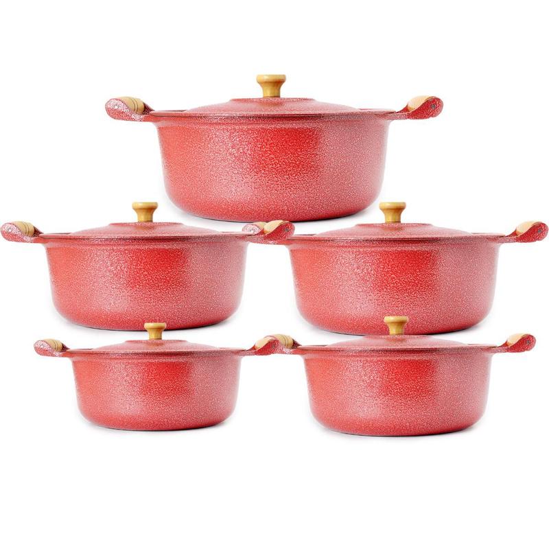 Kit Panela Alumínio Fundido 05 Peça Com Tampa Leve Super Resistente - M ...