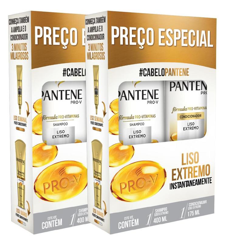 Kit Pantene Liso Extremo Shampoo 400ml + Condicionador 175ml - Kit ...
