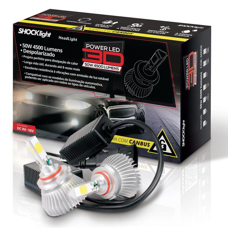 Kit Par Lâmpada Super LED 3D H4 H7 H11 H16 H27 HB3 HB4 6000K Power LED ...