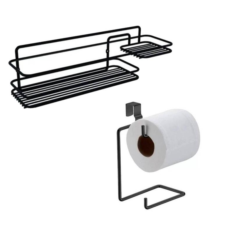 Kit Para Banheiro Suporte De Shampoo Sabonete e Papel Higienico ...