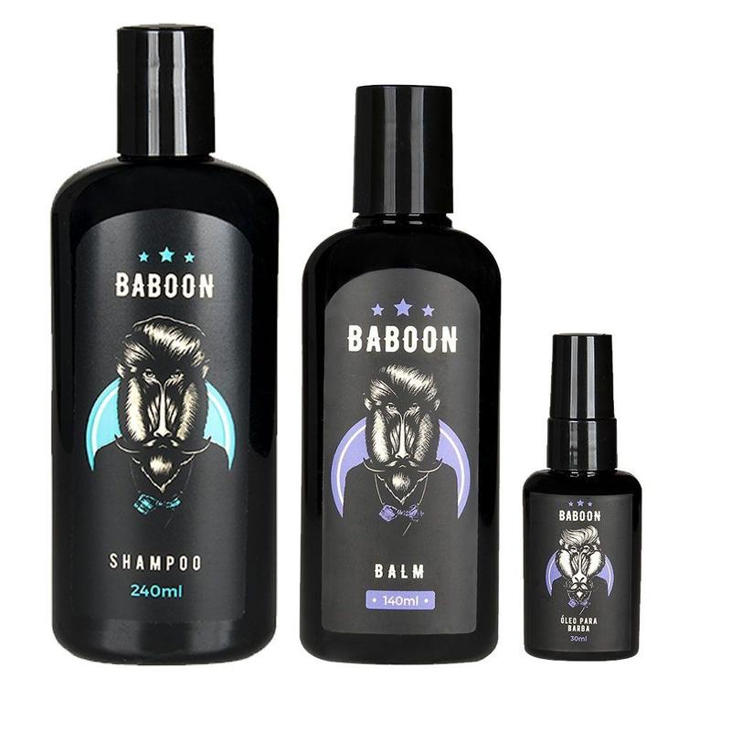 Kit para Barba Baboon Shampoo, Balm e Óleo - Barbearia - Magazine Luiza