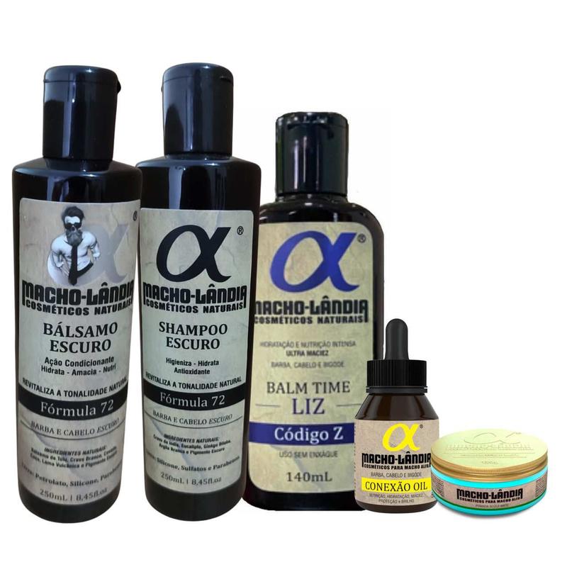 Kit Para Barba Macholandia Cabelos Escuros Completo 5 Itens - Macho ...