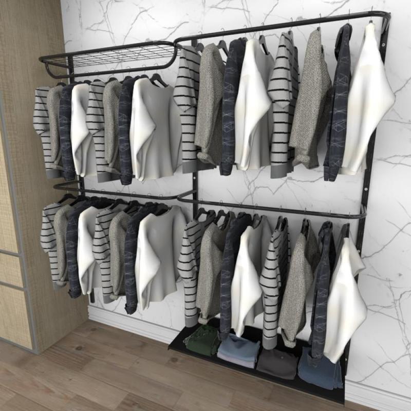 Kit para Closet com 10 peças regulável 200x200 cm cor preto modelo ...