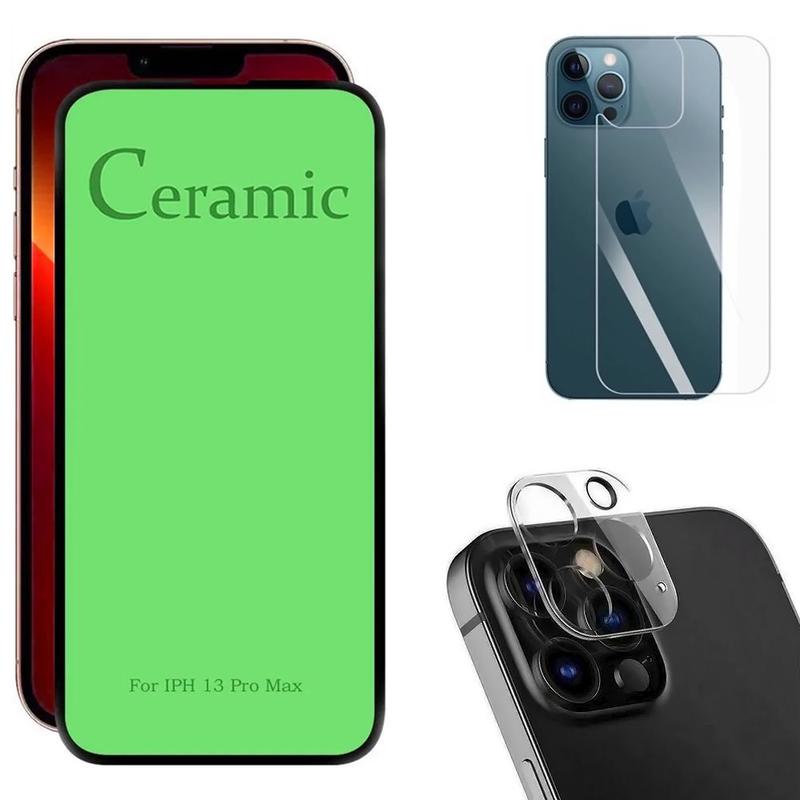 Kit Para Iphone 13 Pro Max - Película Cerâmica 9D + Câmera 3D + Pel. Traseira Cerâmica ...