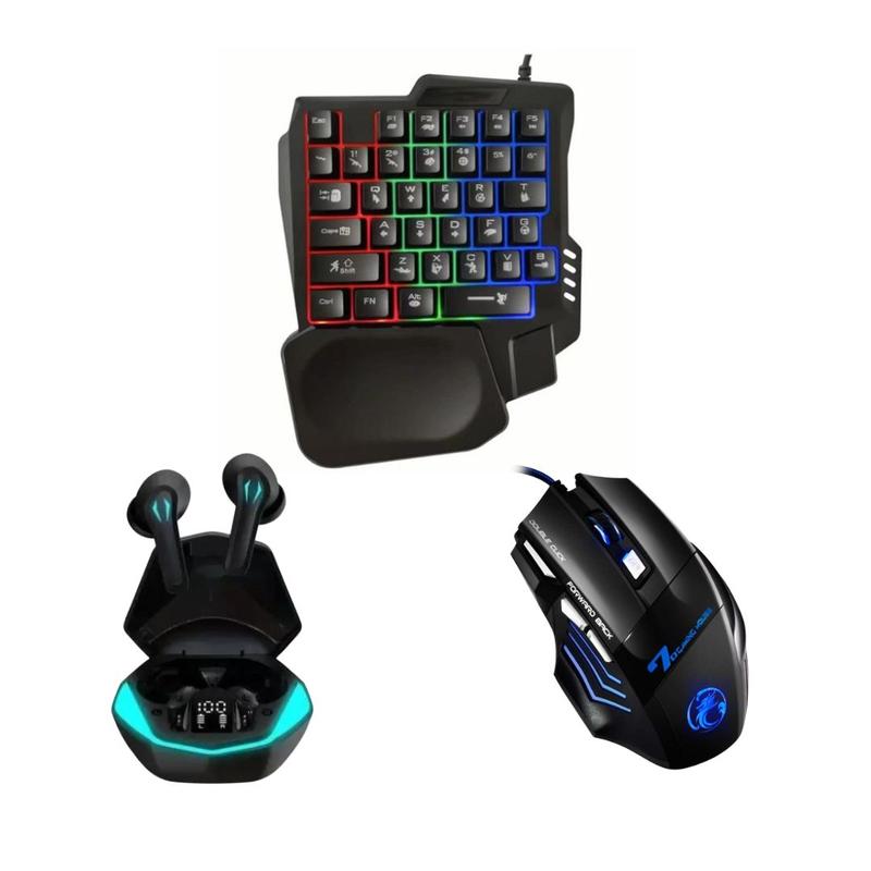 Kit para Jogar no Celular com Teclado RGB Mini + Mouse Gamer e Fone ...