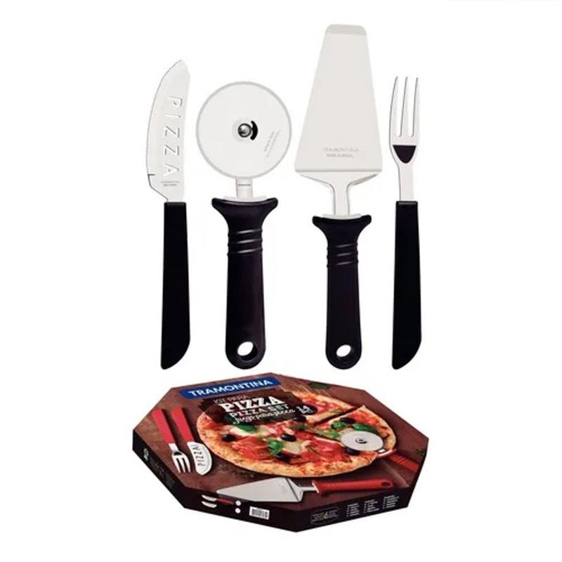 Kit Para Pizza Tramontina De Aço Inox Preto 14 Peças - Acessórios para ...