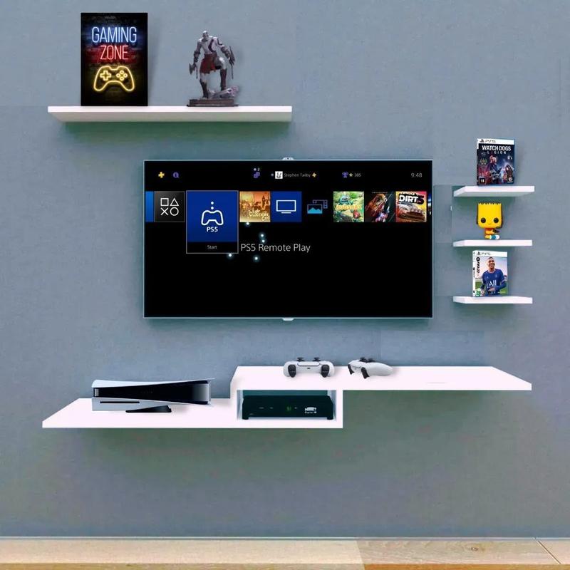 Kit Para Quarto Gamer Rack Tv + 4 Nichos Organizador Jogos em MDF ...