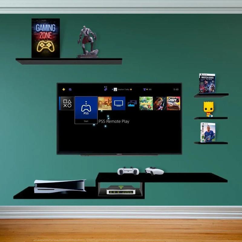 Kit Para Quarto Gamer Rack Tv + 4 Nichos Organizador Jogos em MDF Preto ...