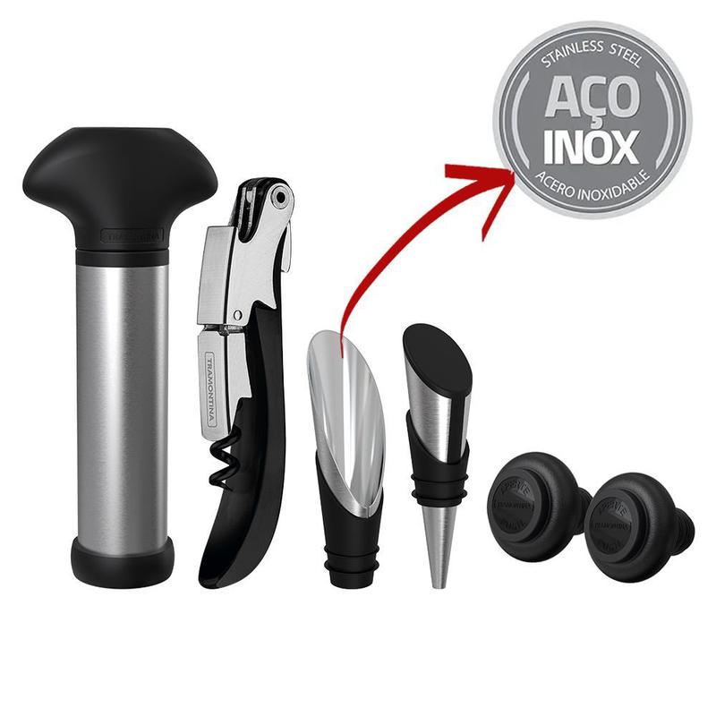 Kit Para Vinho 6 Peças Aço Inox Harmoniza Tramontina - Bar e Acessórios ...