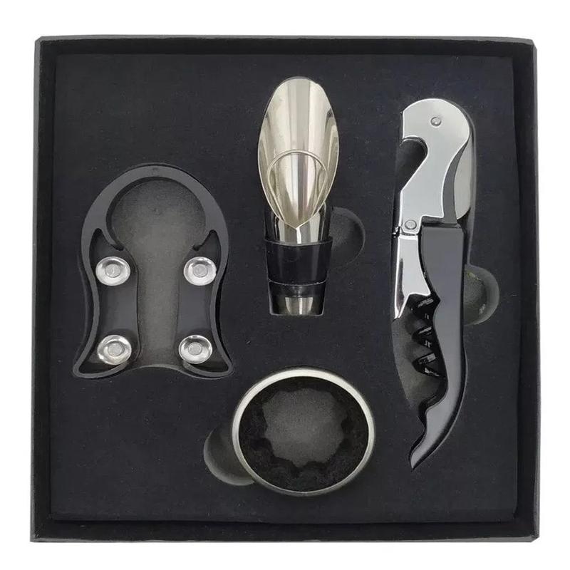 Kit Para Vinhos 4 Peças Acessórios Estojo Presentes Abridor - Bene Casa ...