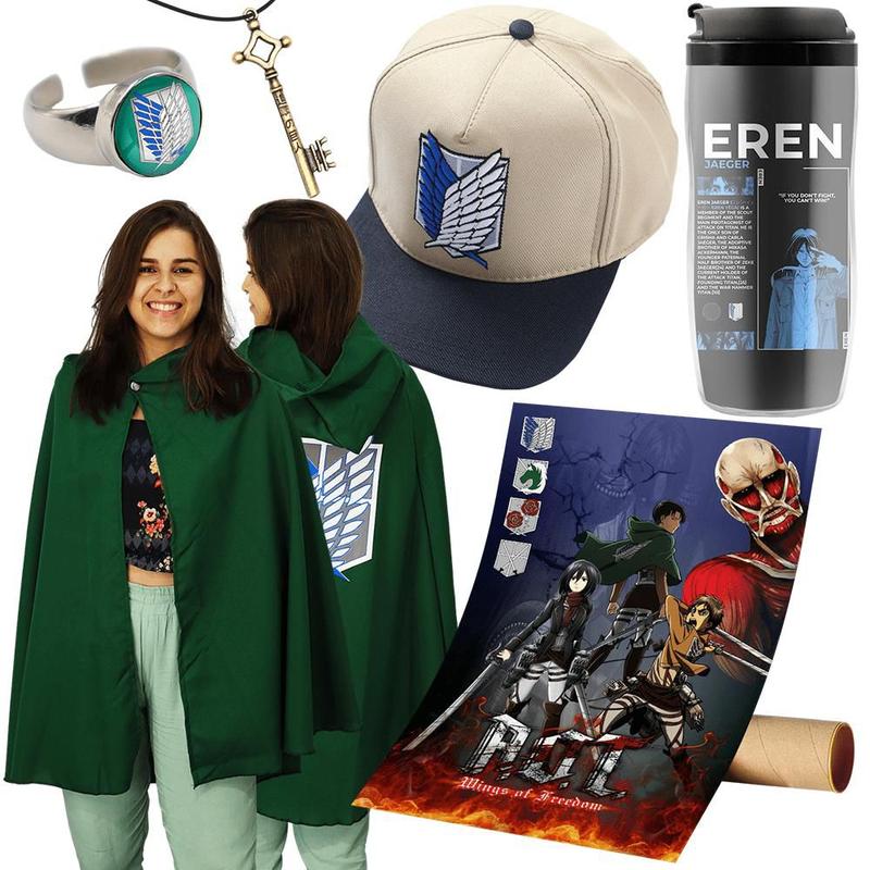 Kit Personalizado Attack On Titan Bone e Acessórios Anime - Boné ...