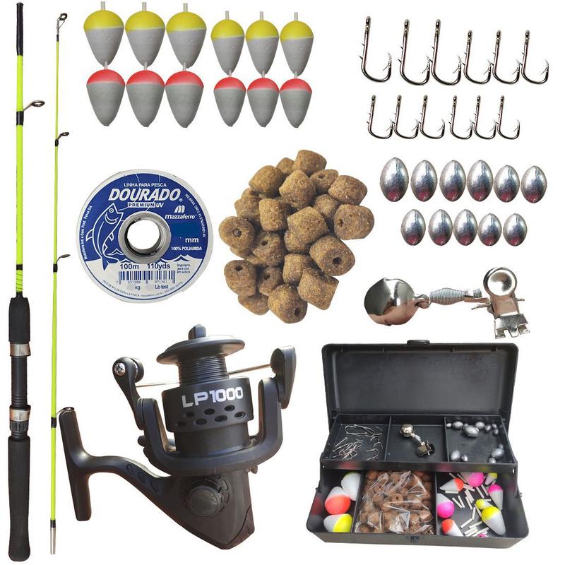Kit Pesca Completo Molinete Maleta e Vara 1,35 e itens - Albatroz ...