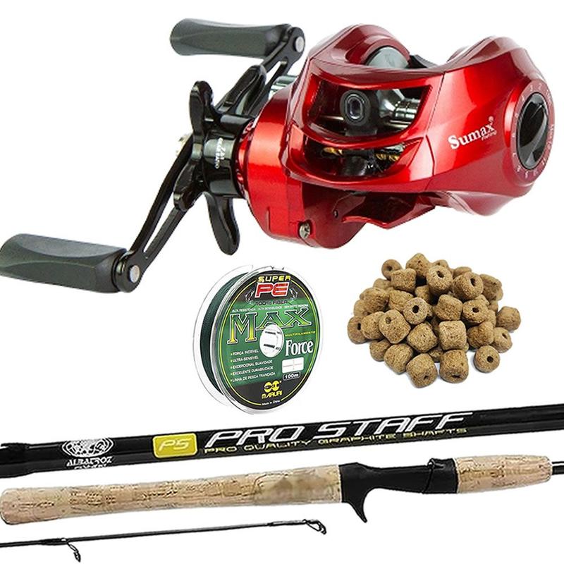 Kit Pesca Rio Carretilha Sumax Vara de Carbono 2 Pts Ração - Carretilha ...