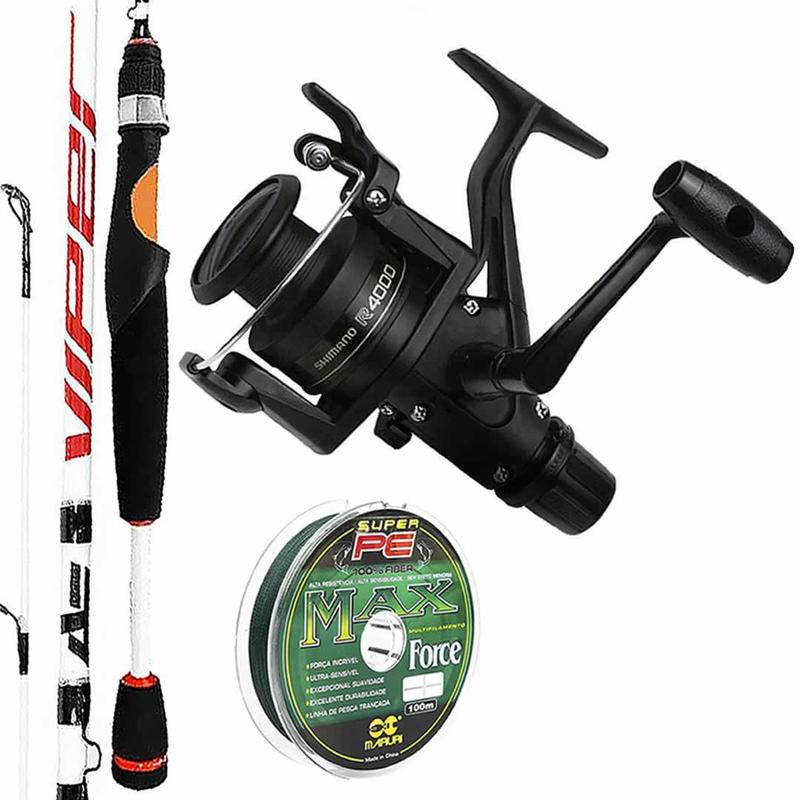 Kit Pesca Vara 1,90mts Ação Rápida Molinete Shimano IX 4000 + Linha ...
