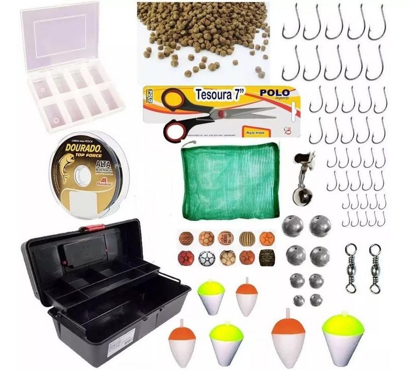 Kit Pescaria Básico Completo Maleta e Itens Barato Fishing Sports ...