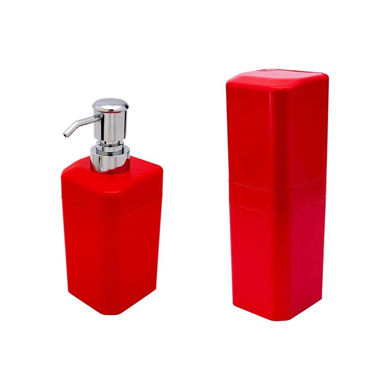 Kit Pia Banheiro Porta Escova + Sabonete Líquido Vermelho - Roper Plast ...
