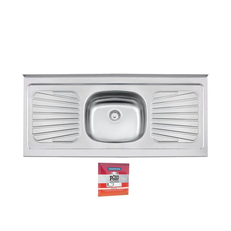 Kit Pia Para Cozinha 120 Cm New Raggi Aço Inox + Pasta Para Polir E ...