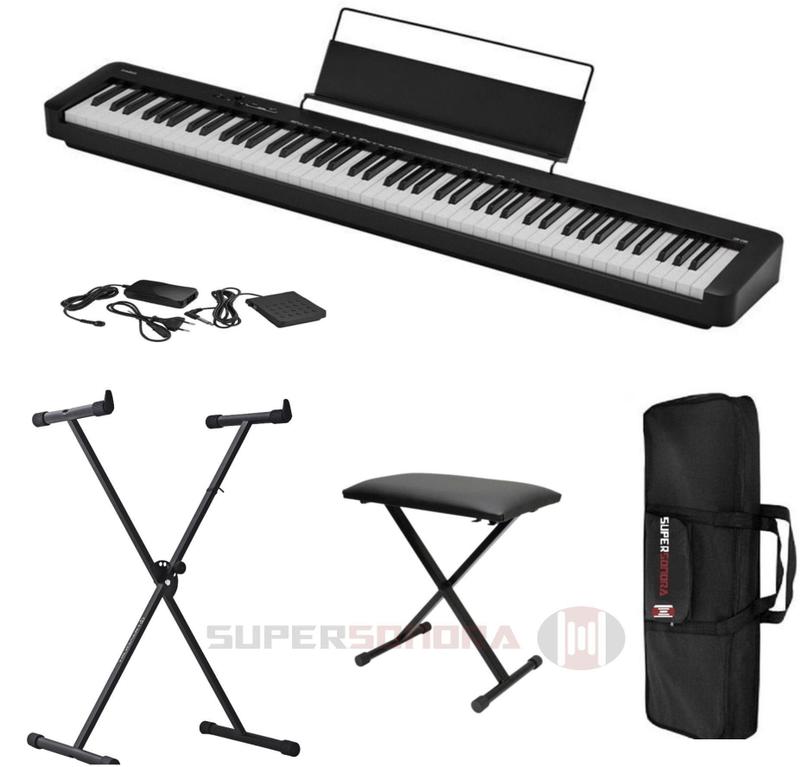 Kit Piano Digital CDP-S90 CASIO 88 Teclas + Capa + Suporte em X + Banqueta em X + Pedal + Fonte ...