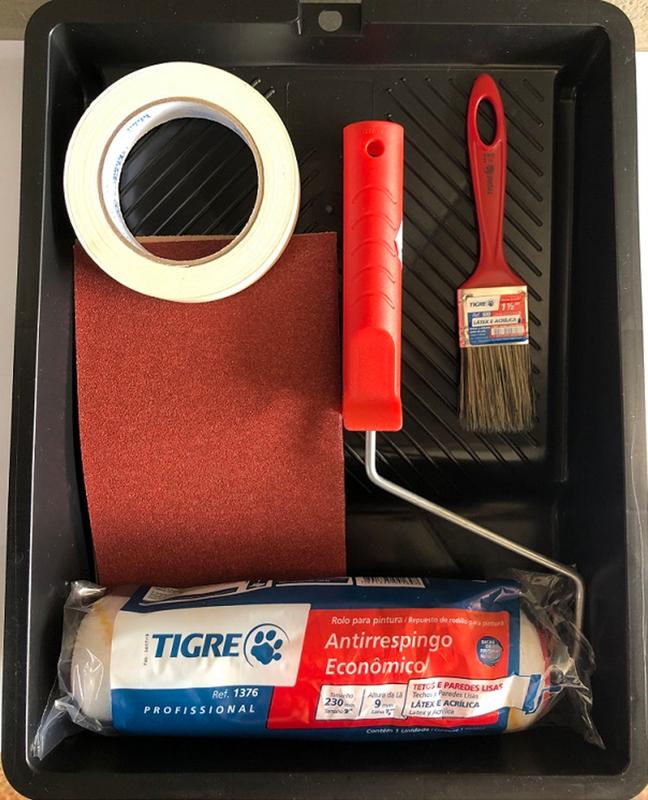 Kit Pintura De Parede 6 Peças Rolo Lã Com Fita Crepe E Pincel - Tigre ...