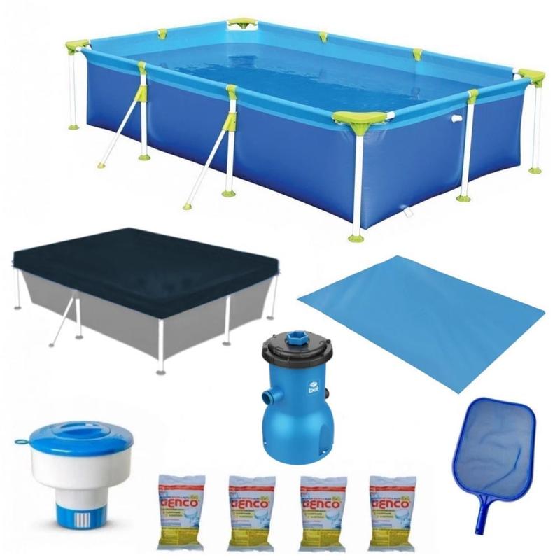Kit Piscina 2500 L + Capa e Forro + Filtro 110v + Flutuador + Peneira ...