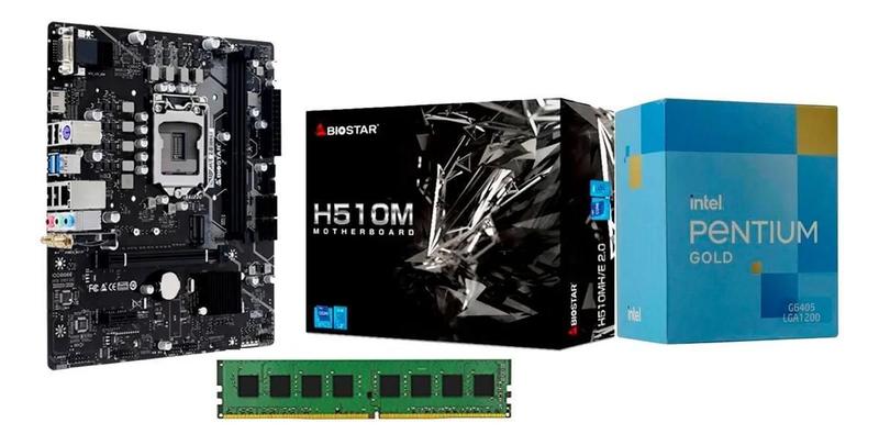 Kit Placa Mae Biostar H510 Intel Pentiun Gold G6405 1X8Gb - Option Info ...