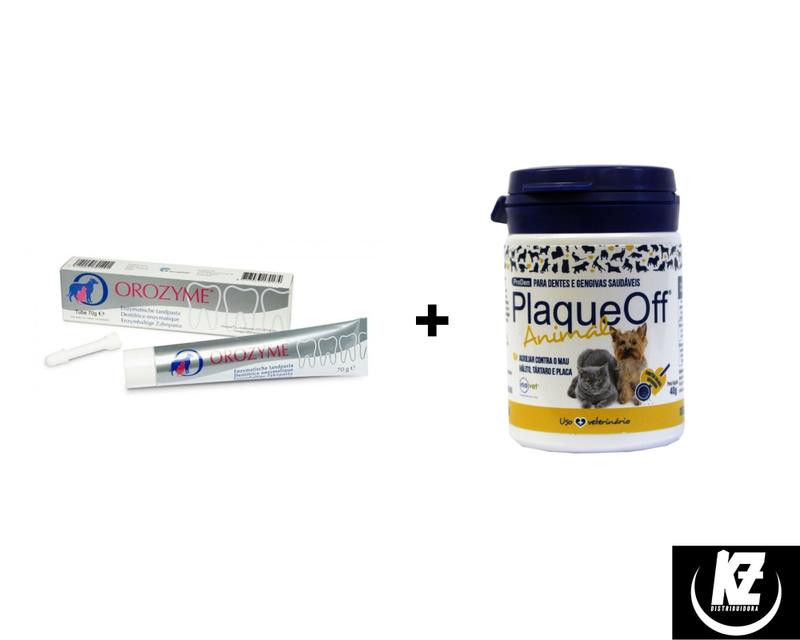 Kit plaque off + orozyme - limpeza dos dentes para cães e gatos ...