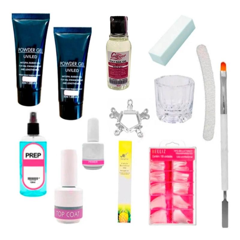 Kit Polygel Poligel Pincel Duplo Molde F1 Prep Monomer Copo - Casa da ...