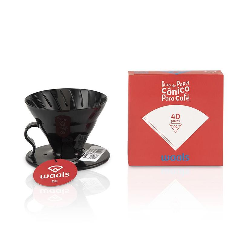 Kit Porta Filtro V60 02 Preto + Filtros V60 02 - Waals - Chá e Café ...