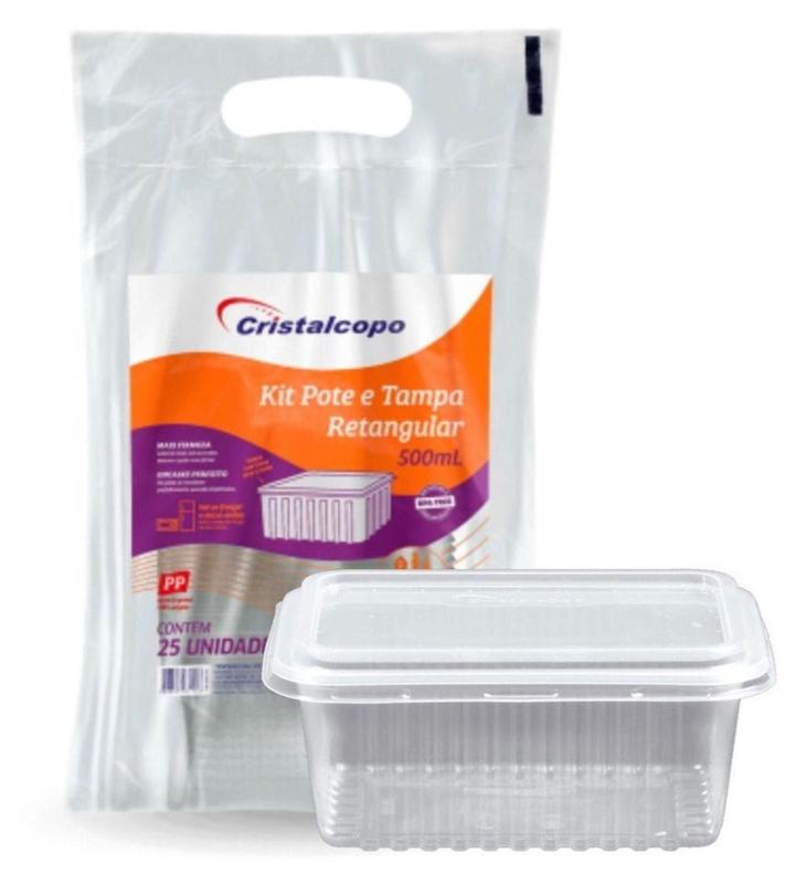 kit pote e tampa retangular 250ml freezer e microondas. - cristalcopo - Pote - Magazine Luiza