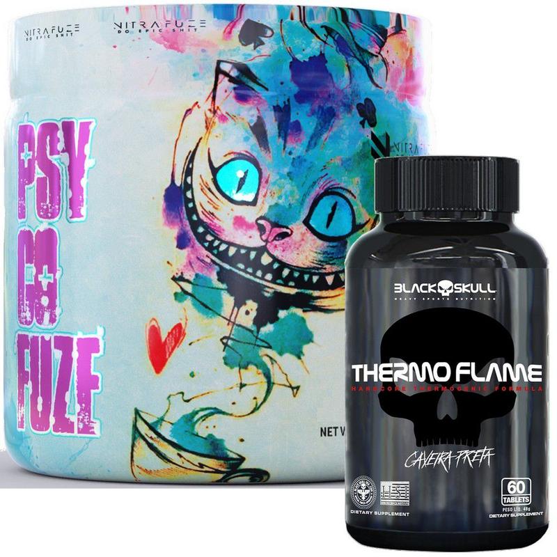 Kit Pre Treino Psycofuze (150g) - Nitra Fuze + Thermo Flame (60 Tabs) - Black Skull - Beta ...