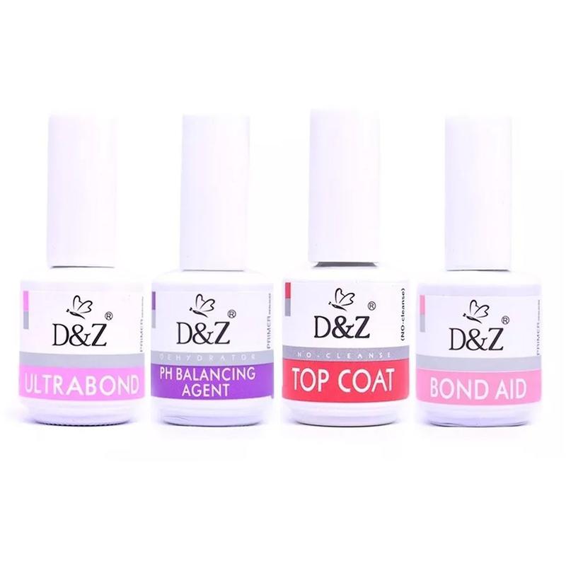 Kit Preparadores de Unhas Gel D&Z Topcoat Selante+ Bondaid + Ultrabond ...